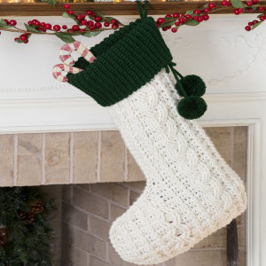 Free Crochet Cable Stocking Pattern from RedHeart.com