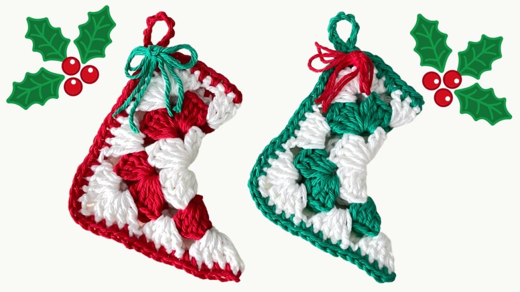 Mini Granny Square Christmas Stocking - Free Crochet Pattern